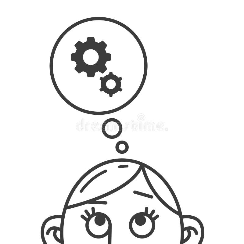 Line Art Illustration of Thinking Gears Stock Vector - Illustration of ...
