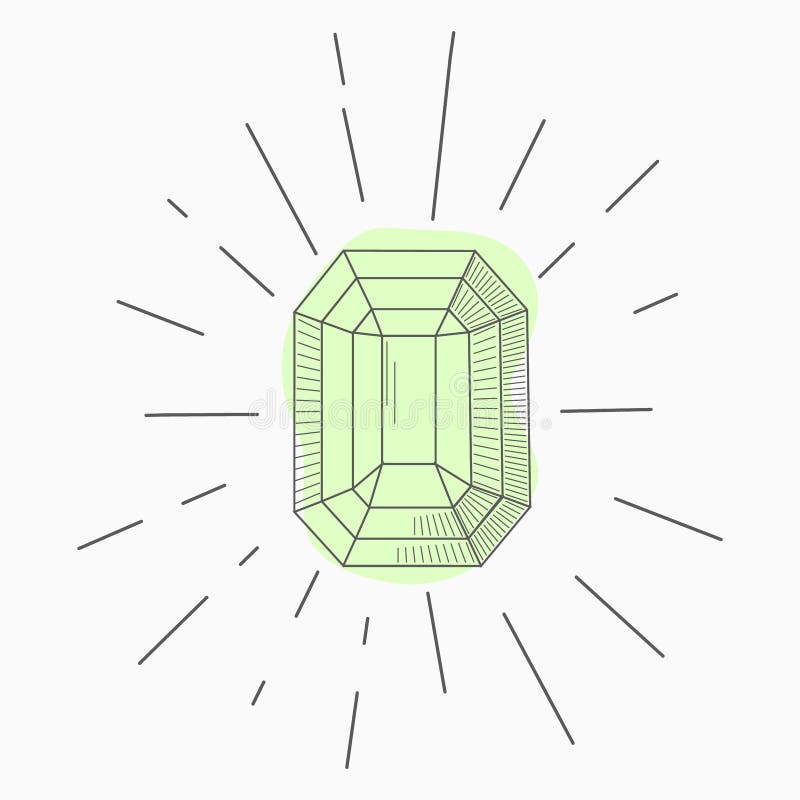 Black and White Simple Line Art Symbol of Diamond with Rays Around ...