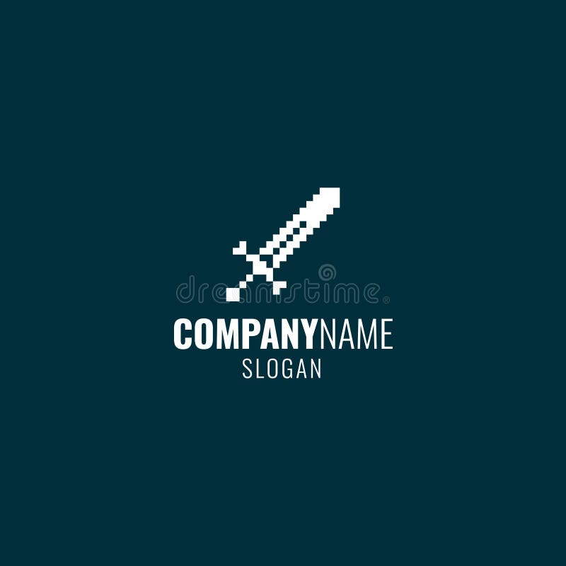 Simple Vector 1bit Pixel Art Logo of Medieval Knights Sword in the ...