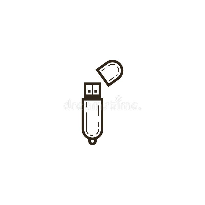 Simple Vector Line Art Flash Drive Icon Stock Illustration ...