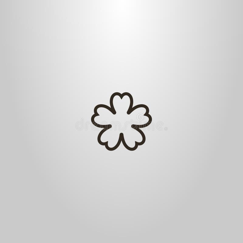 Simple Vector Line Art Sign of Blooming Flower with Five Petals Stock ...