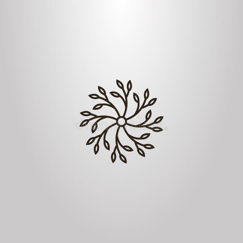 Simple Vector Line Art Sign Branches of Plants Arranged in a Circle ...