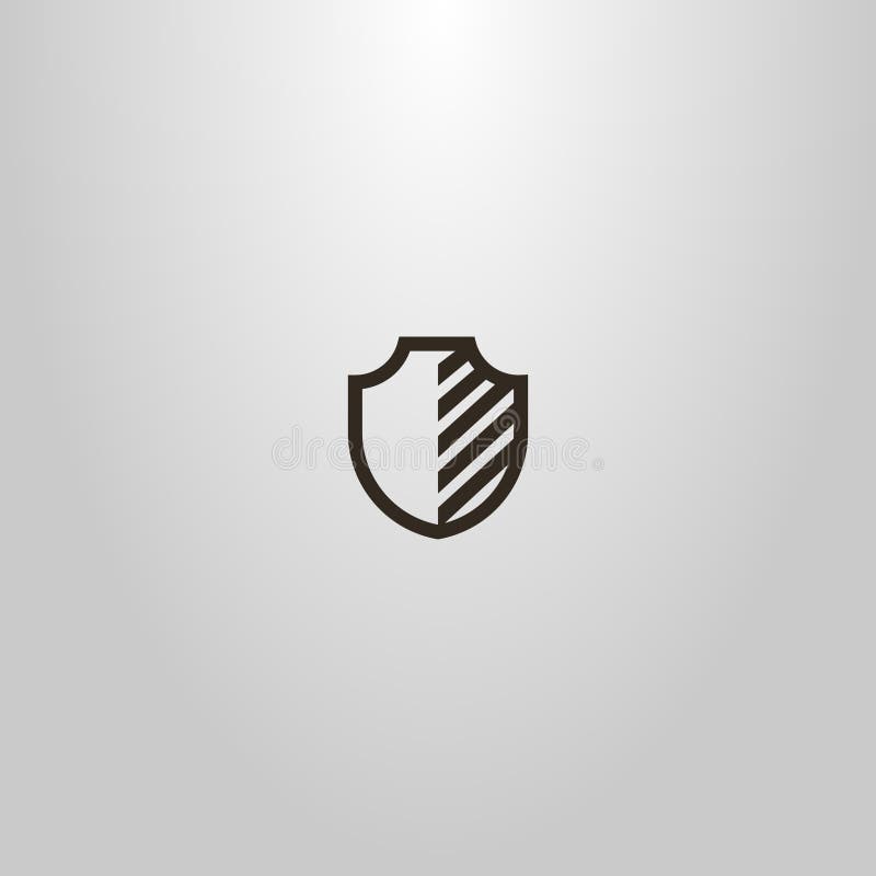 Simple Vector Line Art Sign Of A Medieval Half-striped Shield Stock ...