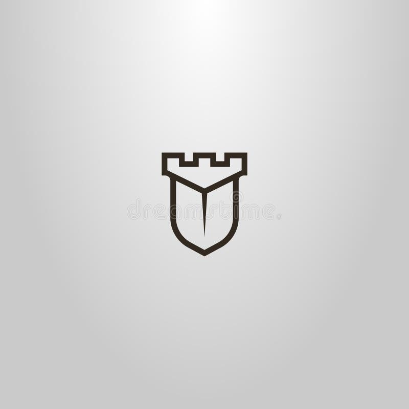 Simple Vector Line Art Sign of Shield-shaped Tower Stock Vector ...