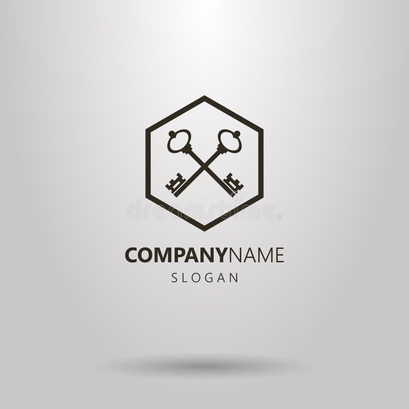 Simple Vector Logo of Two Crossed Keys in a Hexagon Frame Stock ...