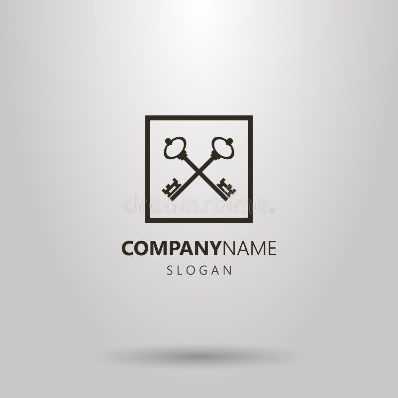 Simple Vector Logo of Two Crossed Keys in a Square Frame Stock ...