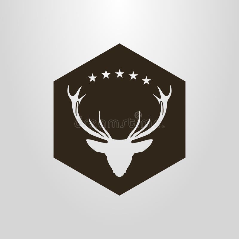 Simple Vector Negative Space Pictogram of Deer Head Under the Five ...