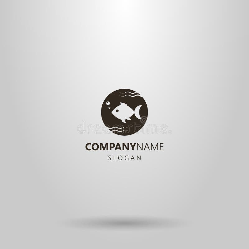 Simple Vector Round Negative Space Round Logo of Fish Swimming in Water ...