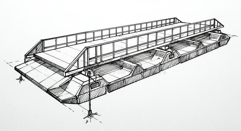 A Black and White Sketch of a Futuristic Bridge Design Featuring ...
