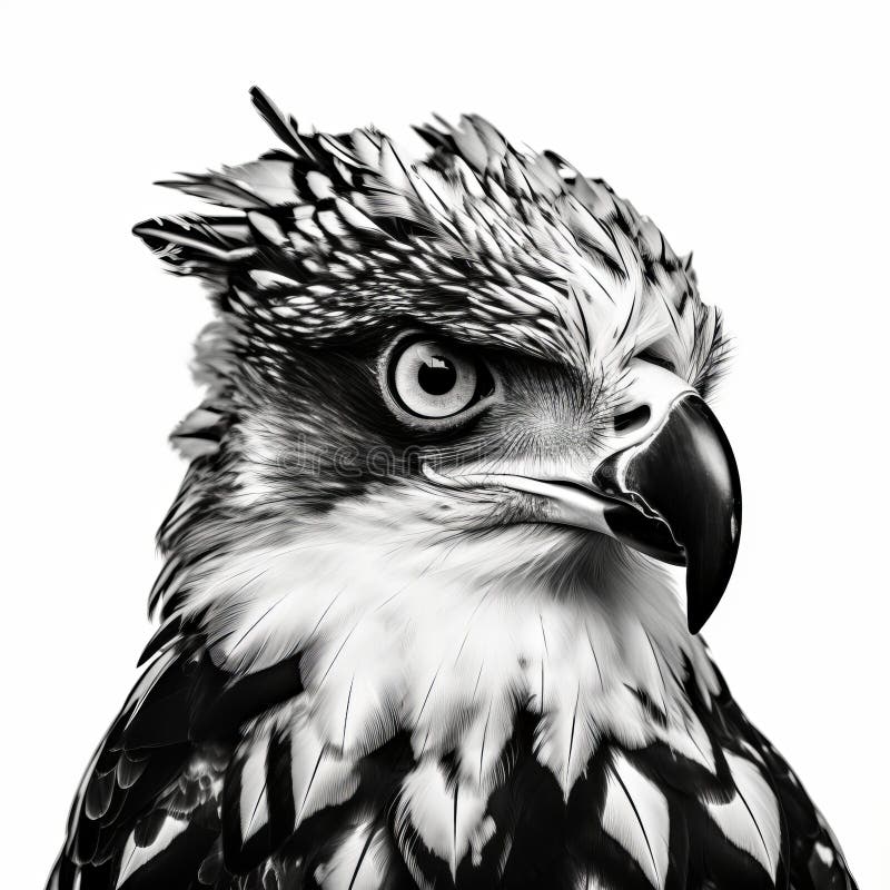 Black and White Sketch of Hawk Bird: Epic Portraiture with Digital ...