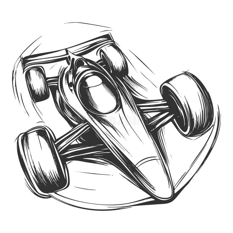 Black and White Sketch of a High-speed Racecar Illustration. Stock ...