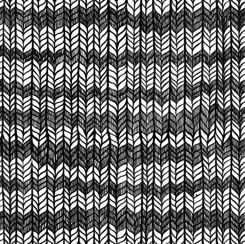 Black and White Sketch Knit Texture Seamless Pattern Stock Illustration ...