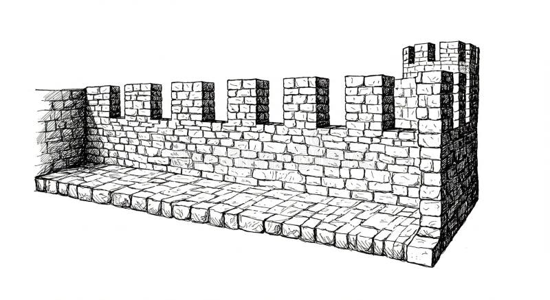 Medieval Stone Wall Black White Stock Illustrations – 1,404 Medieval ...