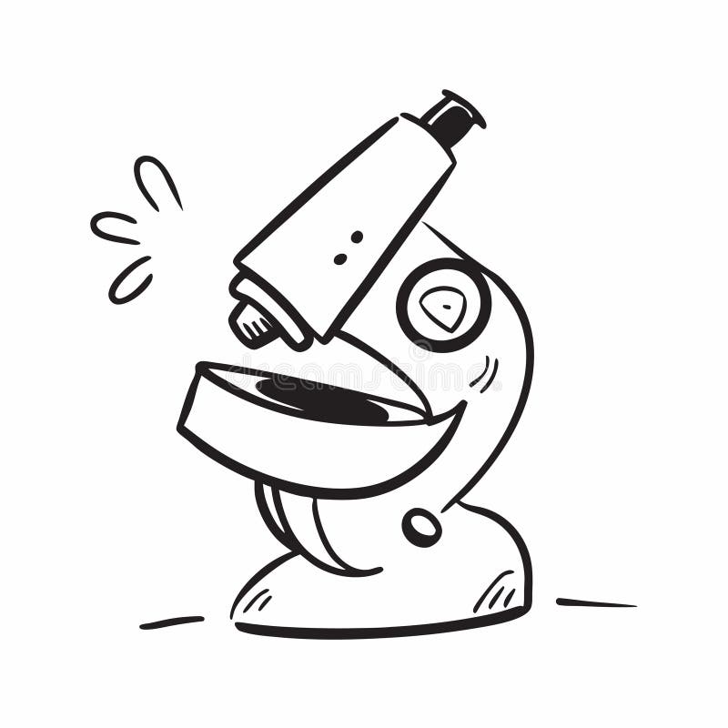 A Black and White Sketch of a Microscope Stock Illustration ...