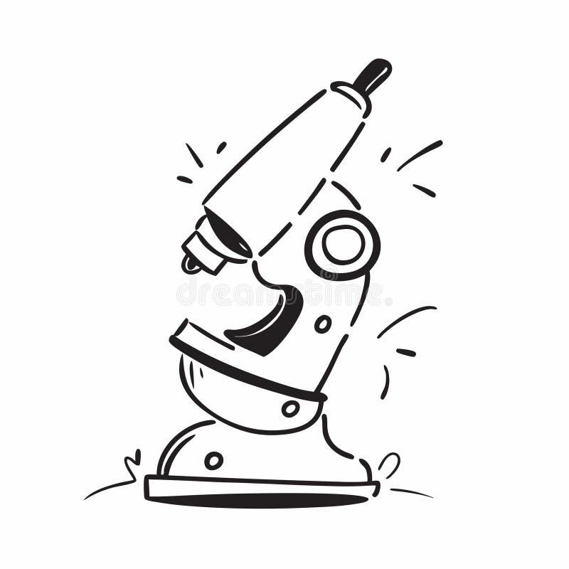 A Black and White Sketch of a Microscope Stock Illustration ...