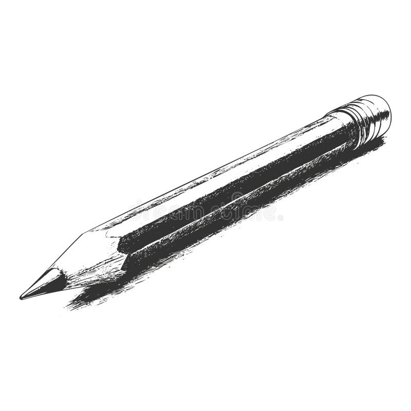 Black and White Sketch of a Pencil, Illustrating a Classic Drawing Tool ...