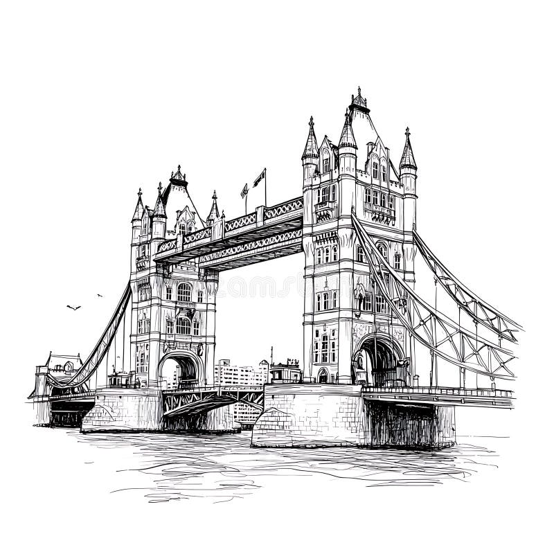 Tower Bridge London Pencil Drawing Stock Illustrations – 151 Tower ...