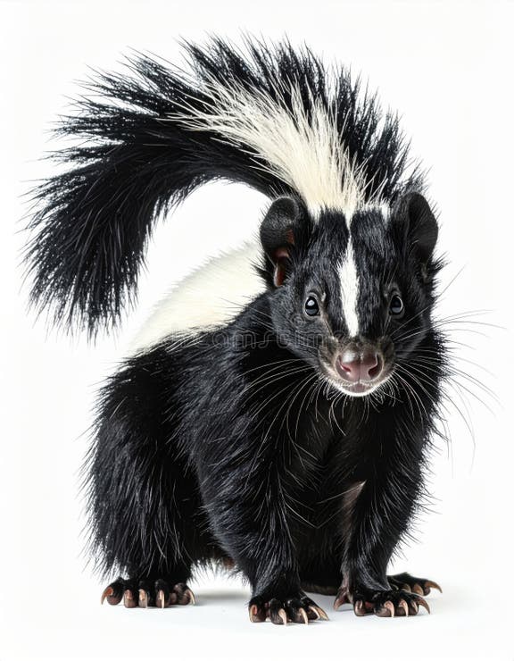 Black and White Skunk Portrait on White Background Stock Illustration ...
