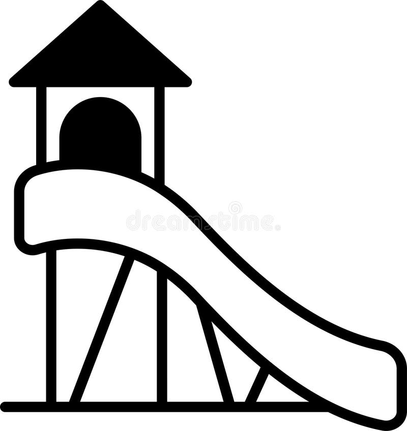 A Black and White Slide with a Small House on Top Stock Vector ...