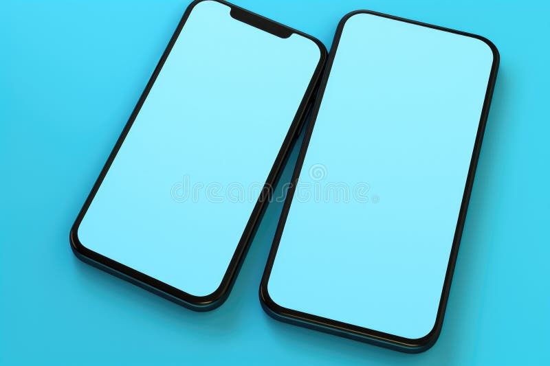 Black and White Smartphones on Blue Surface Stock Image - Image of ...