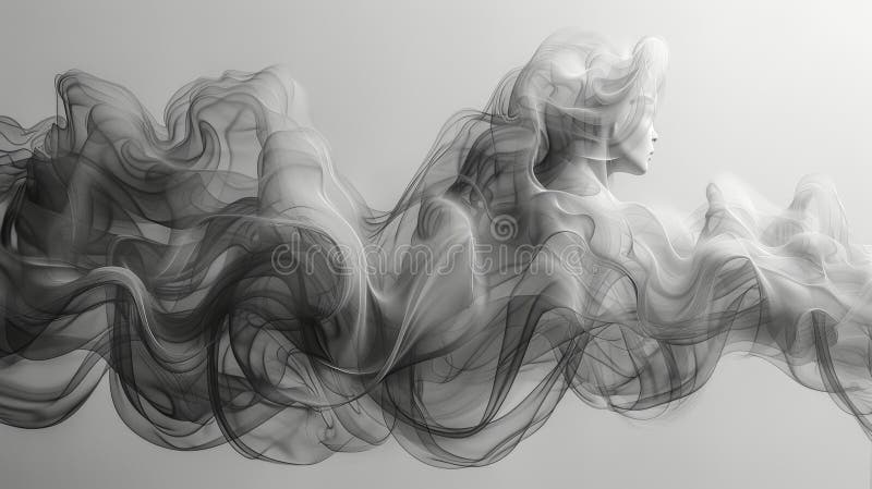 Black and White Smoke Flowing in the Air Stock Illustration ...