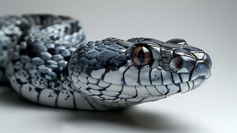 A Black and White Snake with a White Stripe on Its Head. Stock Image ...