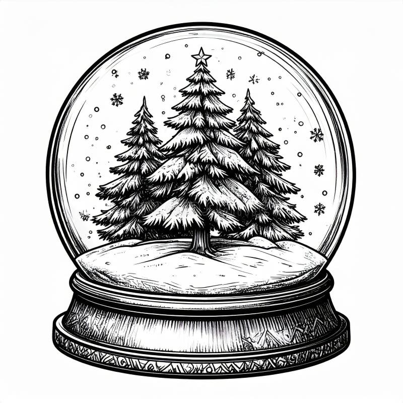 Black White Snow Globe Stock Illustrations – 2,400 Black White Snow ...