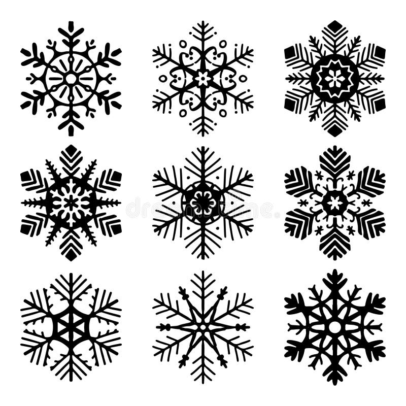 Black-and-White Snowflakes Vector Collection Inspired by Traditional ...
