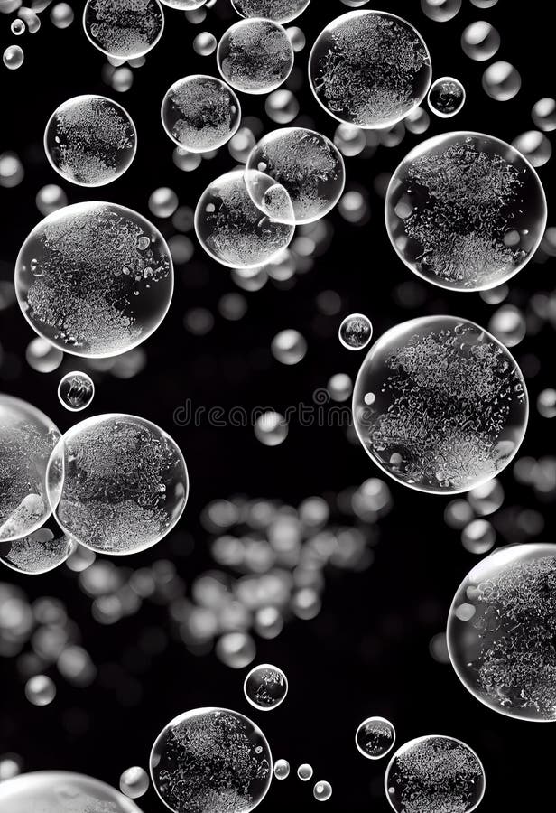 Black and White Soap Bubbles Abstract Background. Stock Illustration ...