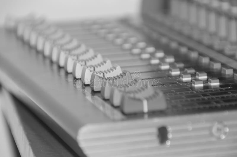 Black and White, Sound Control Board. Stock Image - Image of ...