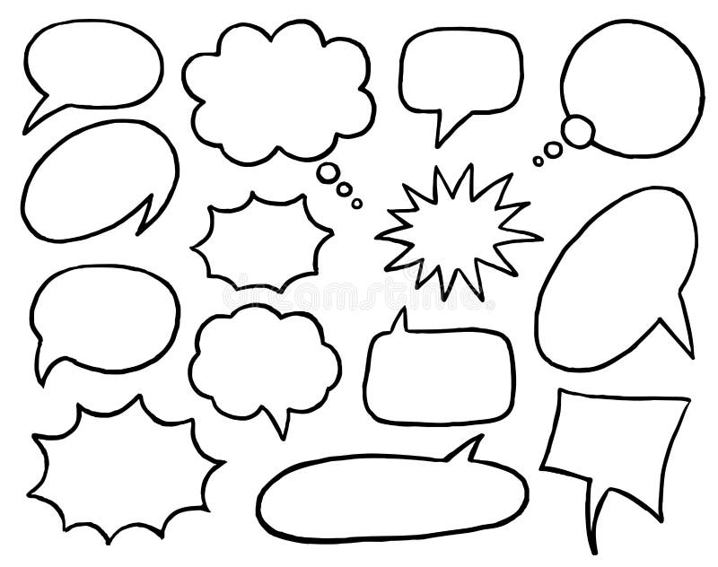 Black and White Speech Bubble Isolated Icon Set Stock Vector ...