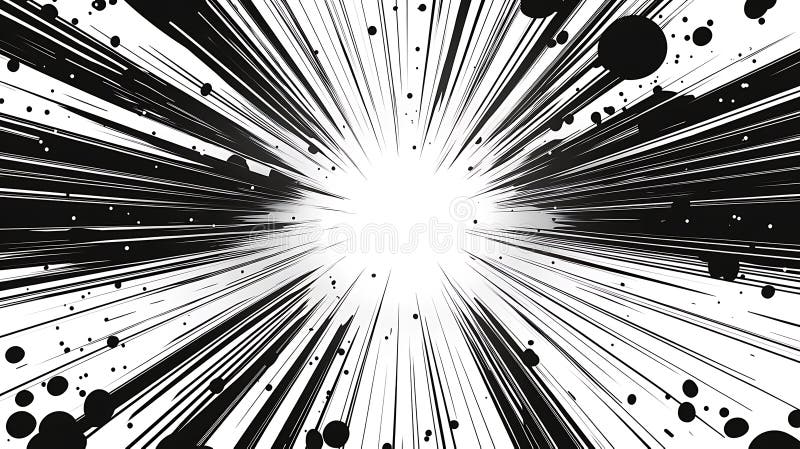 Abstract Monochrome Speed Lines with Dots and Particles Exploding ...