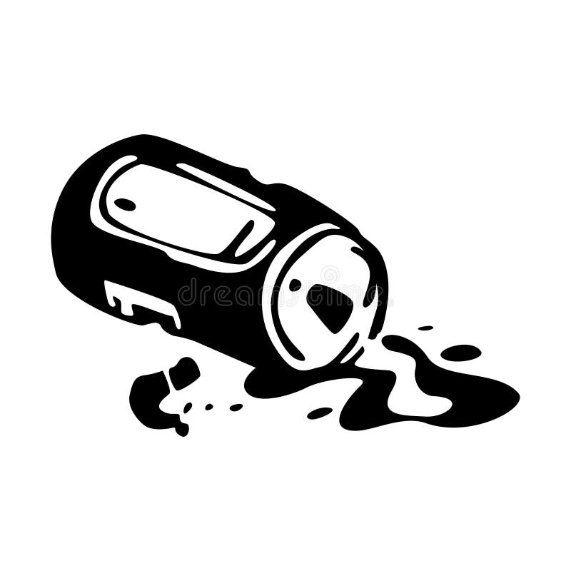 Black and White Spilled Drinking Can Vector Illustration Stock ...