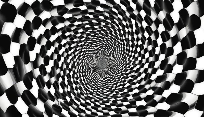 Black, White Spiral Pattern. Abstract Geometric Checkered Design Forms ...