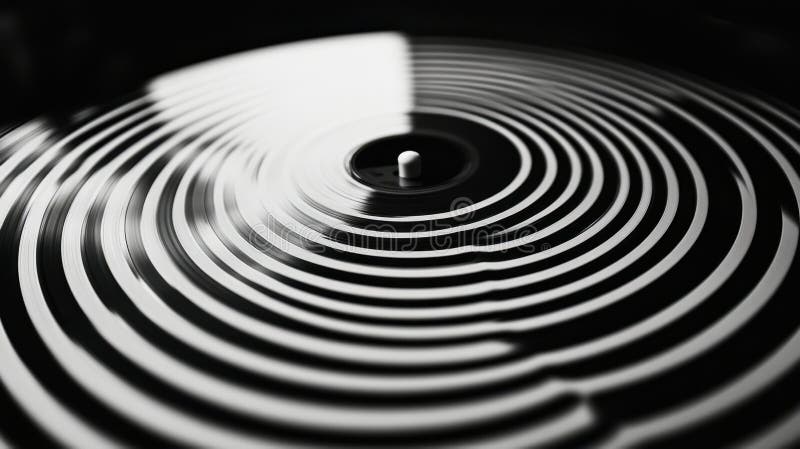 Black and White Spiral Pattern on Vinyl Record Creating an Optical ...