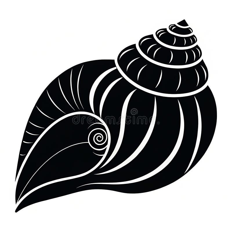 Black and White Spiral Shell Illustration Stock Image - Image of ...