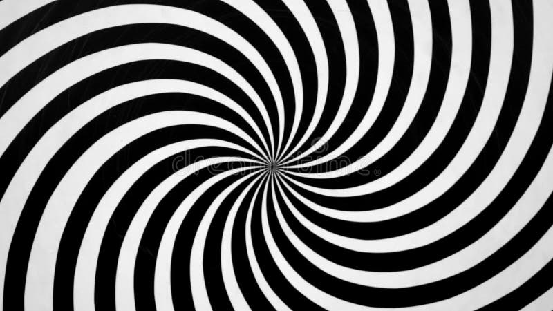 Black and White Spiral Spinning Left Stock Video - Video of visuals ...