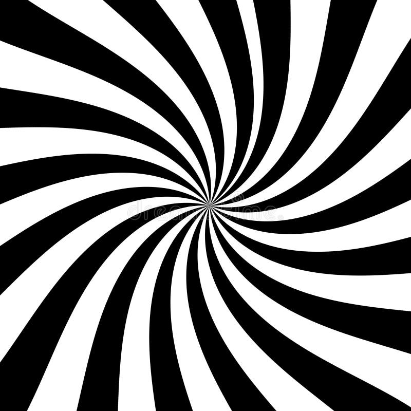 Black and White Spiral Strips in a Tunnel. Ray Burst Style Background ...