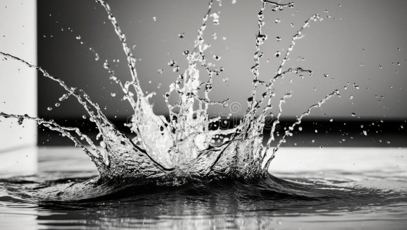 Black and White Splashing Water in a Dramatic Composition. Stock Photo ...