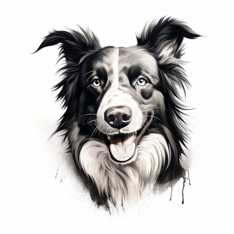 Realistic Border Collie Dog Illustration with Hyper-detailed Portraits ...
