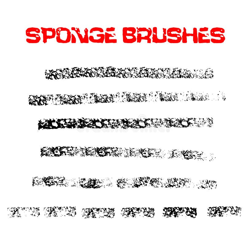 Black and White Sponge Print Striped Grunge Brushes. Vector ...