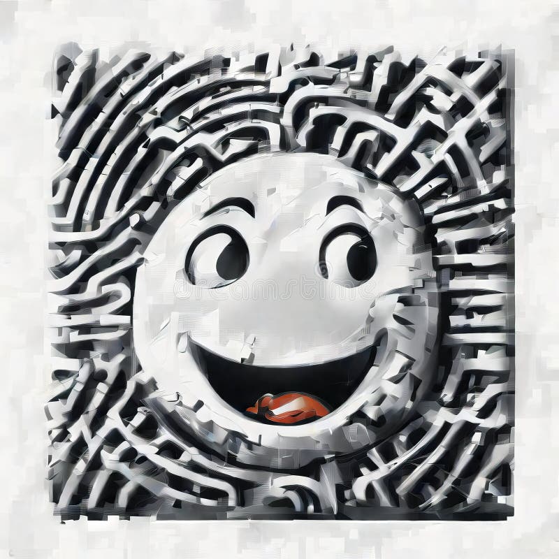Happy Maze Face in Black and White Square Stock Image - Image of modern ...