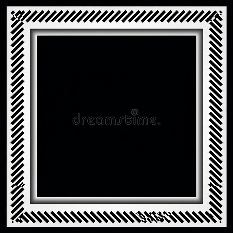 A Black and White Square Frame on a Black Background Stock Image ...