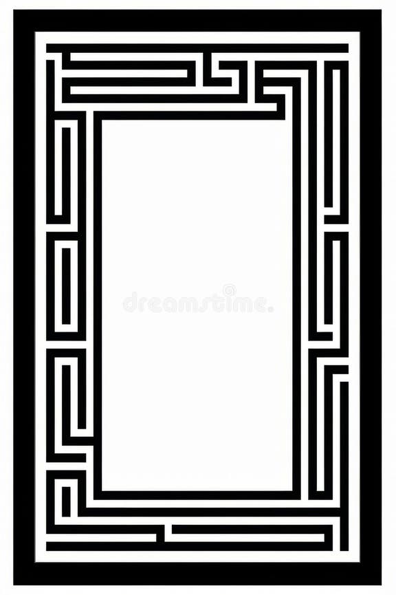 A Black and White Square Frame with a Maze in the Middle Stock ...