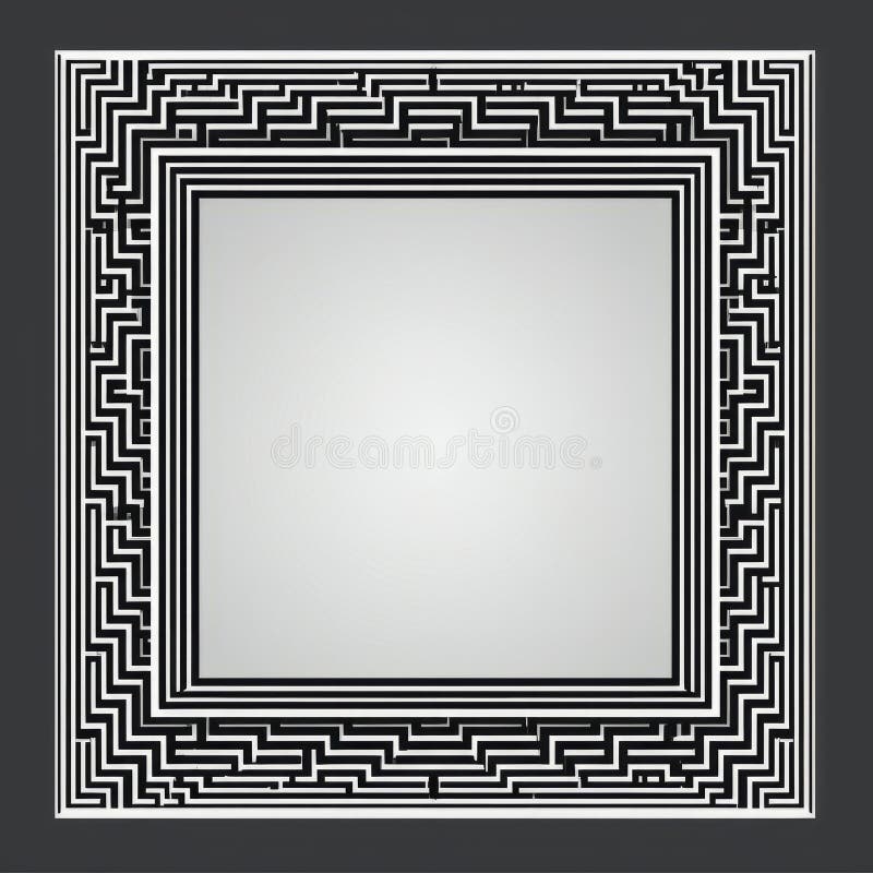 A Black and White Square Frame with a Maze Pattern Stock Illustration ...