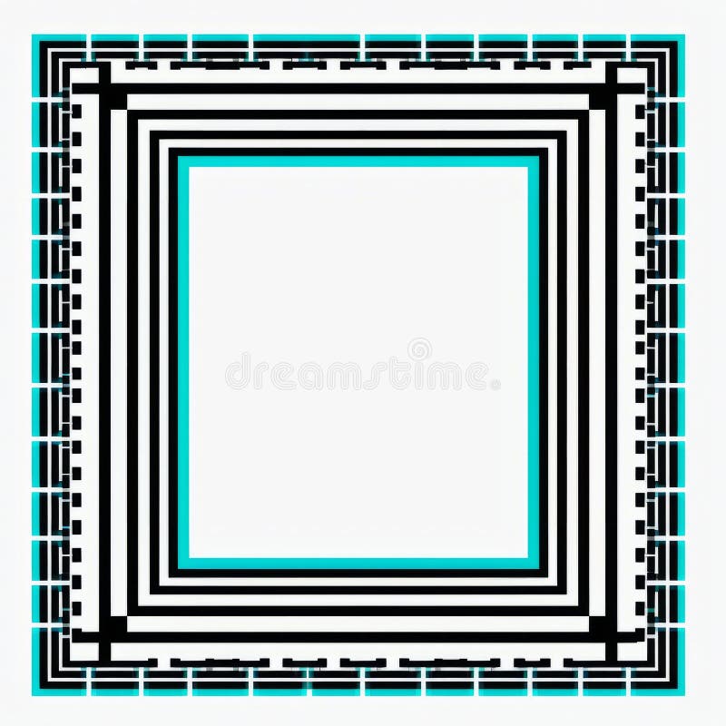 A Black and White Square Frame with a Turquoise Border Stock ...