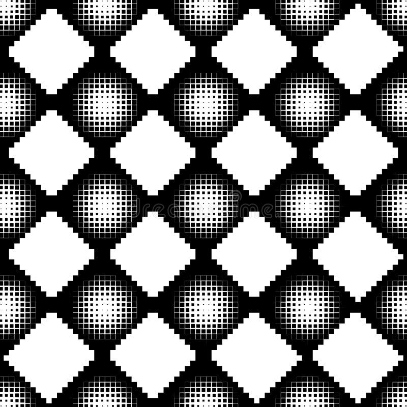 Black and White Square Pixel Mosaic Seamless Pattern. Stock Vector ...