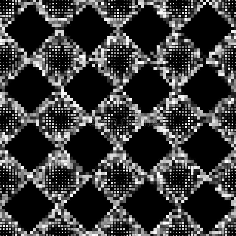 Black and White Square Pixel Mosaic Seamless Pattern. Stock Vector ...