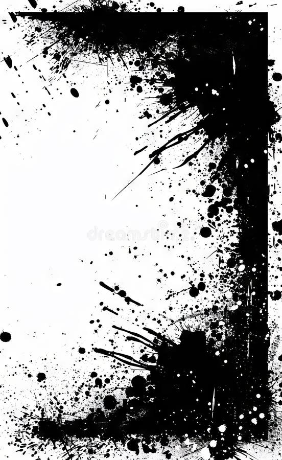 A Black and White Square with Splatters Stock Image - Image of ...