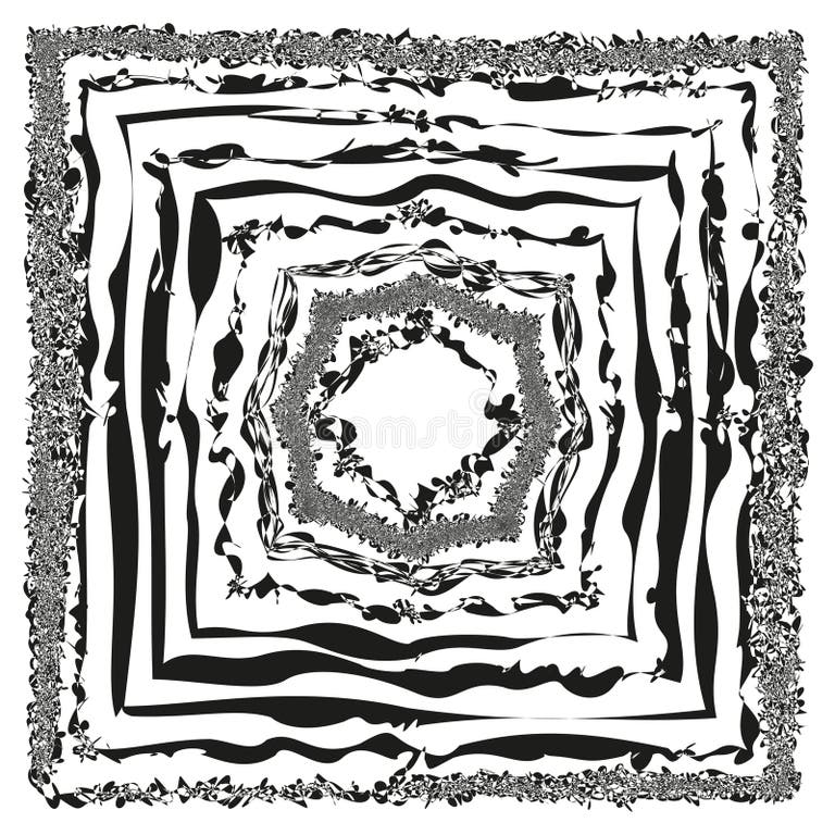 Black White Squares. Vector Geometric Pattern. Concentric Frame Design ...